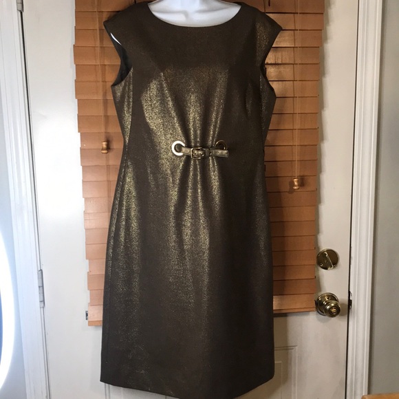 Per Se | Dresses | Per Se Metallic Bronze Wool Blend Sheath Size 2 ...